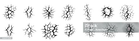 벽 질감 효과의 균열 균열 분할 균열로 지상 콘크리트 파손 벡터 배경에 대한 균열 패턴 효과 흙에 대한 스톡 벡터 아트 및 기타 이미지 Istock