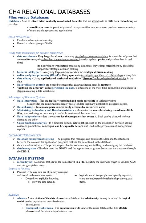 AIS CH4 Lecture Notes Cited From Romney CH4 RELATIONAL DATABASES