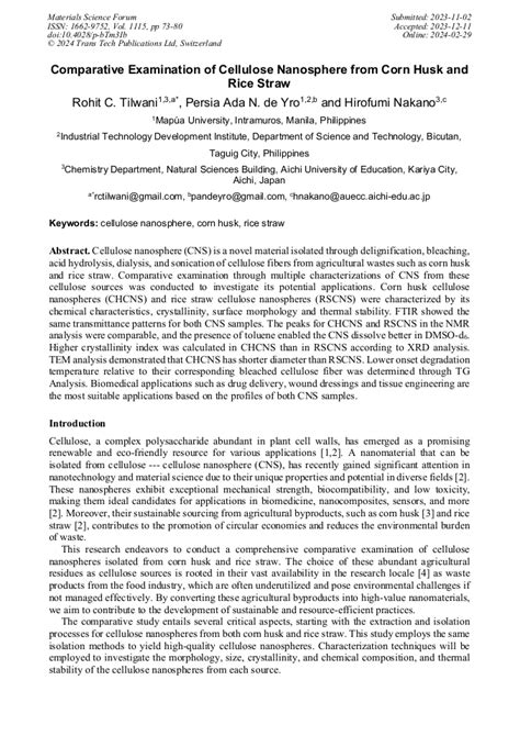 Comparative Examination Of Cellulose Nanosphere From Corn Husk And Rice