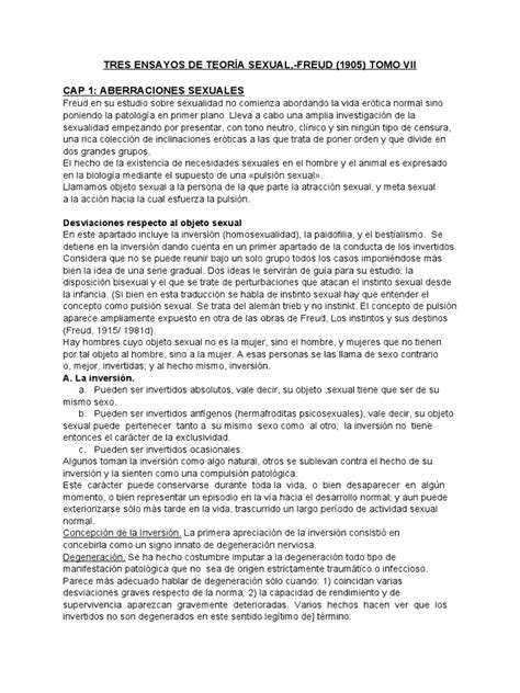 Tres Ensayos De Teoría Sexual Freud 1905 Tomo Vii Pdf Libido