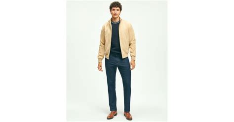 Brooks Brothers Suede Bomber Jacket In Blue For Men Lyst