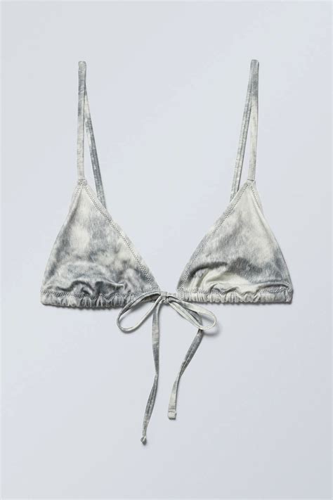 Weekday Printed Triangle Bikini Top In Mole Abstract Print Endource