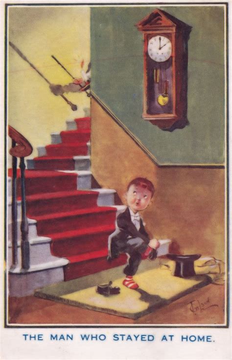 Cheating Husband Out To Party Ww1 Top Hat Suit Comic Postcard On Ebid