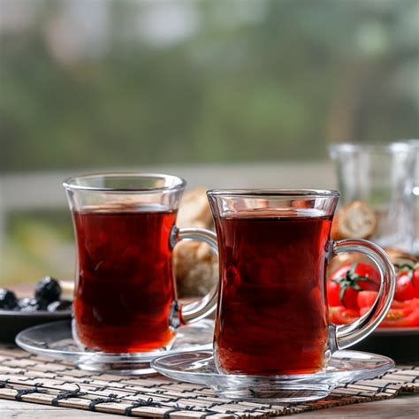 Crystalia Small Turkish Tea Set Clear Glass Cups With Handle 6 Cupsand6 Saucers 32 Oz