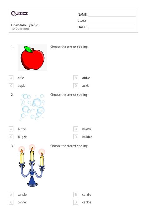 50 Multiple Syllable Words Worksheets For Kindergarten On Quizizz