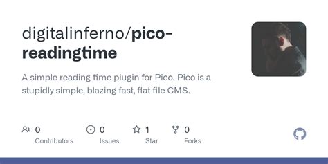 Github Digitalinfernopico Readingtime A Simple Reading Time Plugin For Pico Pico Is A