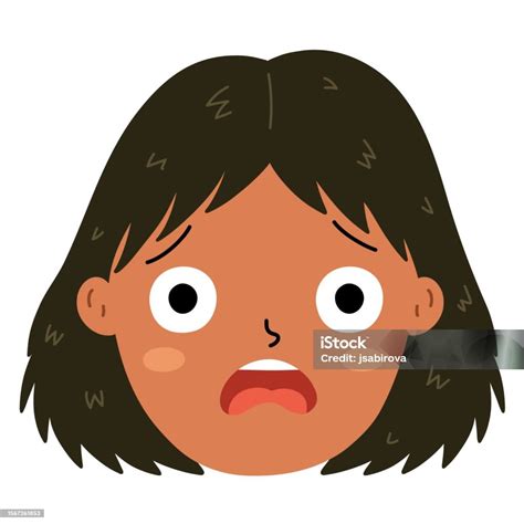 무서워하는 소녀 얼굴 겁에 질린 어린 아이 감정 겁먹은에 대한 스톡 벡터 아트 및 기타 이미지 겁먹은 만화 사람 얼굴