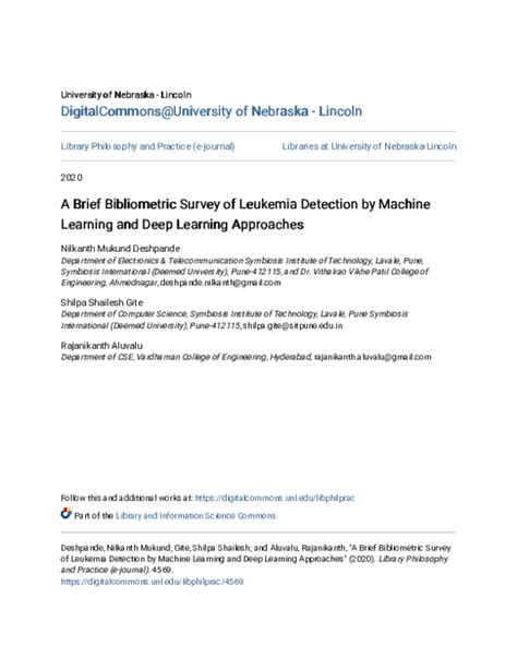 Pdf A Brief Bibliometric Survey Of Leukemia Detection By Machine