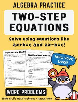 Two Step Word Problems Solve Equations Real World Math Problems