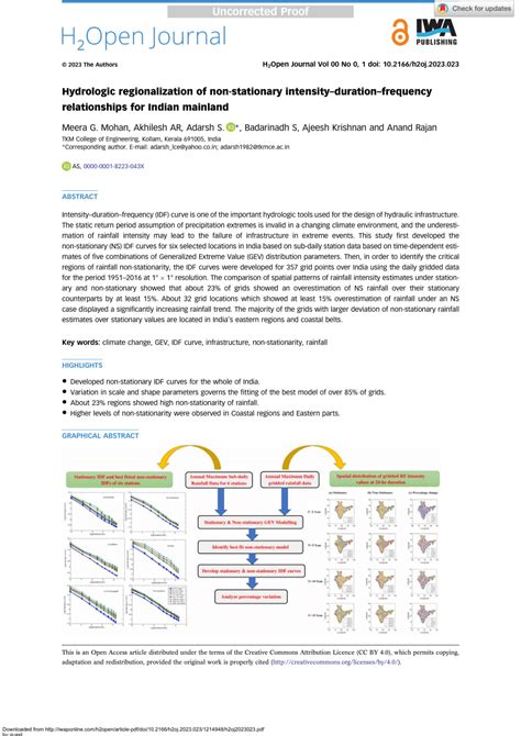 Pdf Hydrologic Regionalization Of Non Stationary Intensity Duration Frequency Relationships