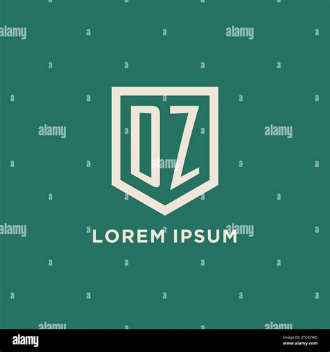 Dz Initial Logo Monogram Shield Geometric Shape Design Vector Graphic
