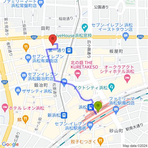 浜松駅から浜松ハァーミットドルフィンへのルートマップ Mdata