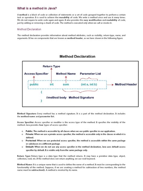 What Is A Method In Java Pdf Method Computer Programming Class