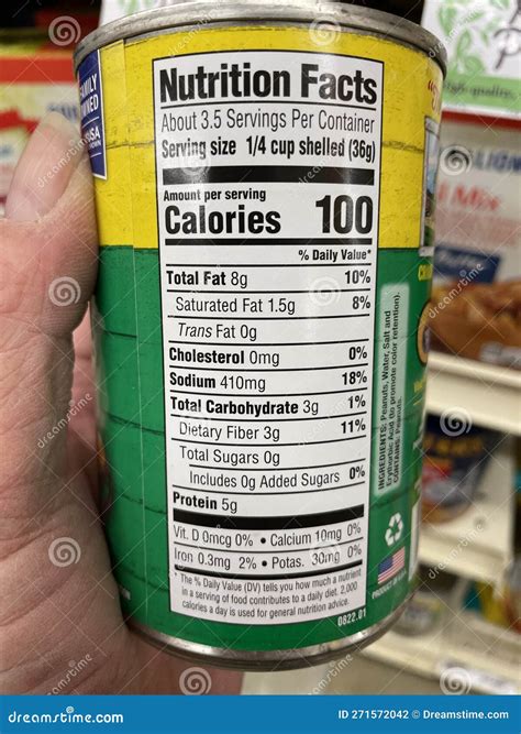 Grocery Store Peanut Patch Can Boiled Peanuts Nutrition Label Editorial