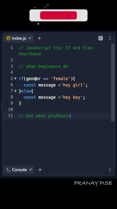Javascript Tip If And Else Shorthand Ternary Operator Javascript Youtube