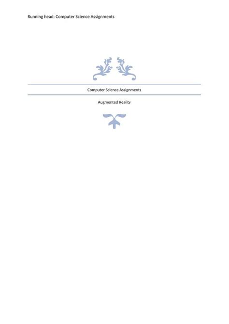 computer science assignments augmented reality