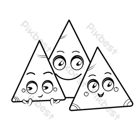 Outline Sketch Great Coloring Pages Of Three Triangles Drawing Vector