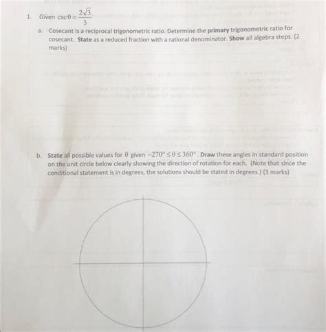 Solved 1 Given Cscθ 323 A Cosecant Is A Reciprocal