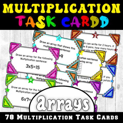 Understanding Multiplication Using Arrays 78 Task Cards With Word Problems Factors And