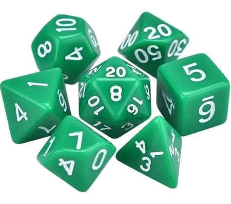 Conjunto Dados Rpg Verde Opacos C 7 D d 1 Bolsinha Grátis Escorrega
