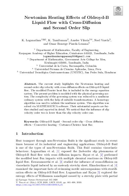 Pdf Newtonian Heating Effects Of Oldroyd B Liquid Flow With Cross