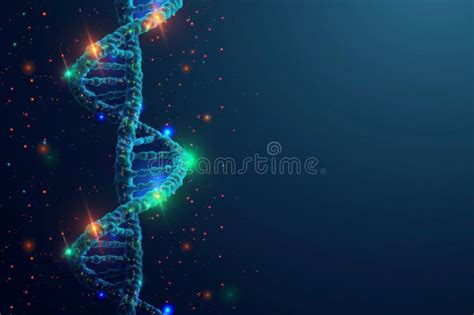 Green Dna Strand With Glowing Particles Natural And Luminous Stock