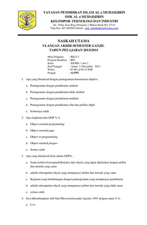 Doc Soal Java Pilihan Ganda Dokumen Tips