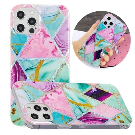 Triangular Marble Painted Galvanized Electroplating Soft Phone Case