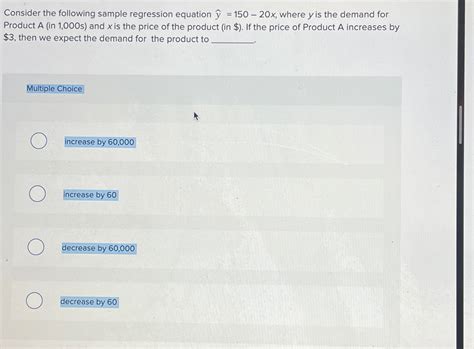 Solved Consider The Following Sample Regression Equation