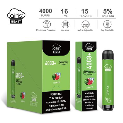 Strong Flavor No Leaking Airis Beast Vape Pen Rechargeable 4000 Puffs