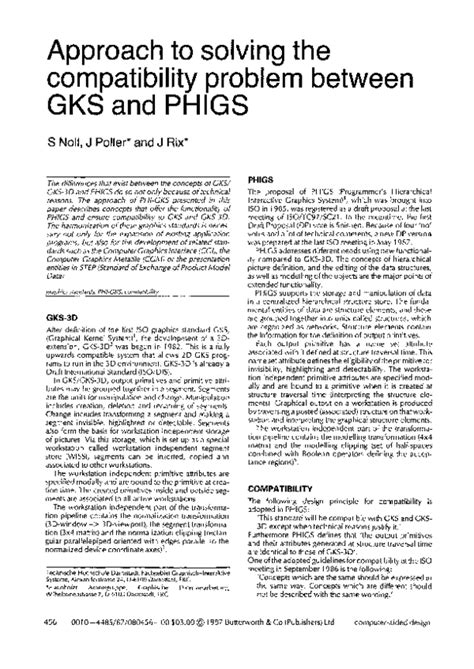 Pdf Approach To Solving The Compatibility Problem Between Gks And Phigs