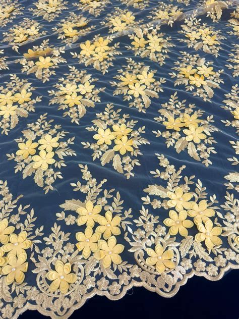 Gold 3d Flower Scalloped Mesh Lace Kikitextiles Gold 3d Flower Scalloped Mesh Lace Kikitextiles