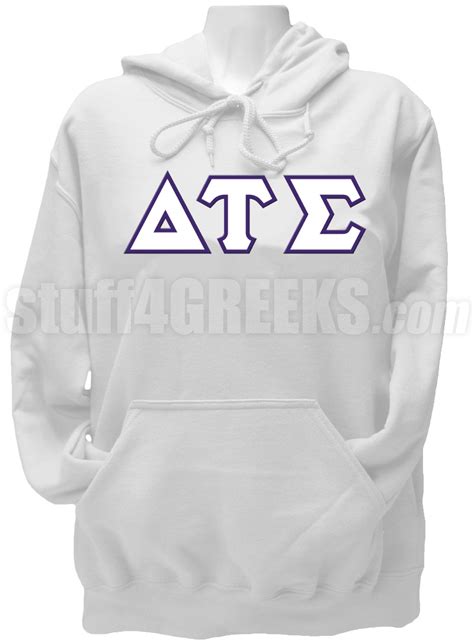 Delta Tau Sigma Greek Letter Pullover Hoodie Sweatshirt White