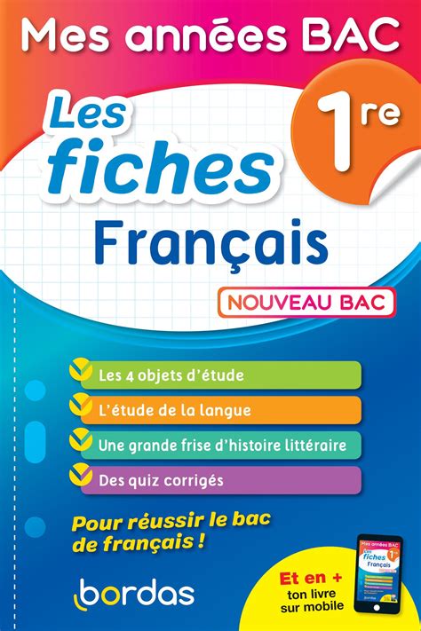 Mes Années Bac Les Fiches Français 1re Pas Cher Bureau Vallée