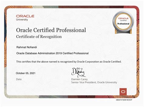 Rahmat Nofiandi On Linkedin Ocp Oracledatabase Oraclecertifiedprofessional Oracle Oracledba…