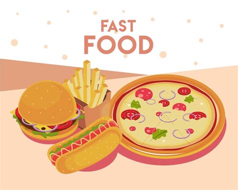 패스트 푸드 포스터 프리미엄 벡터