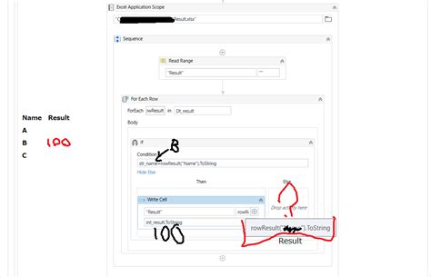 write value in the excel cell by using write cell activity and the