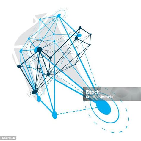 추상적인 기하학적 3d 와이어 프레임 개체 디지털 기술 벡터 일러스트 레이 션 0명에 대한 스톡 벡터 아트 및 기타 이미지