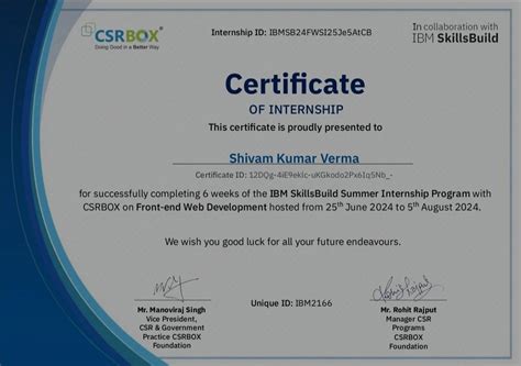 Shivam Kumar Verma On Linkedin Ibmskillsbuild Csrbox Webdevelopment