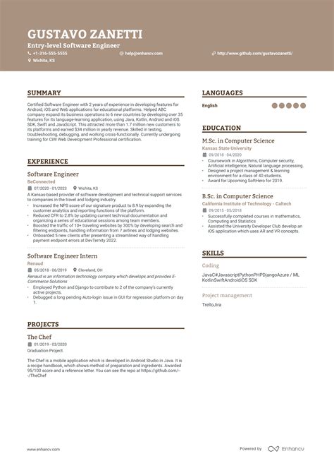 Entry Level Software Engineer Resume Examples Guide For