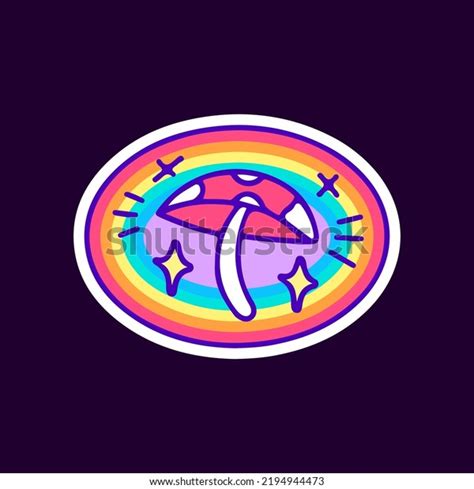 Psychedelic Magic Mushroom Patch Cartoon Illustration Stock Vector