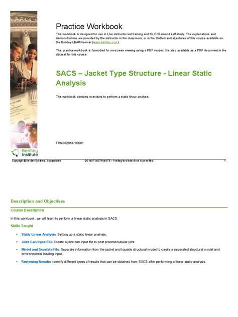 Jacket Type Structure Linear Static Analysis Trn02953 10001 Pdf