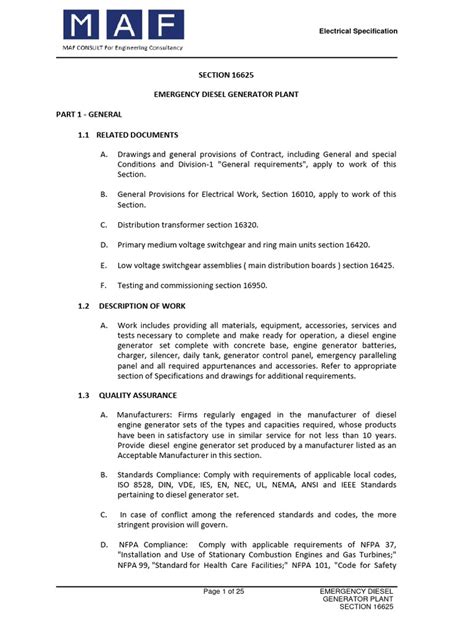 Generator Specs Pdf Switch Diesel Engine