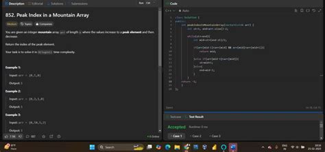Solved Peak Index In A Mountain Array With Binary Search Ashish Kumar