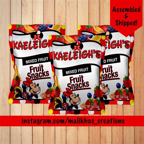 Minnie Mouse Custom Fruit Snacks Minnie Mouse Party Minnie Etsy