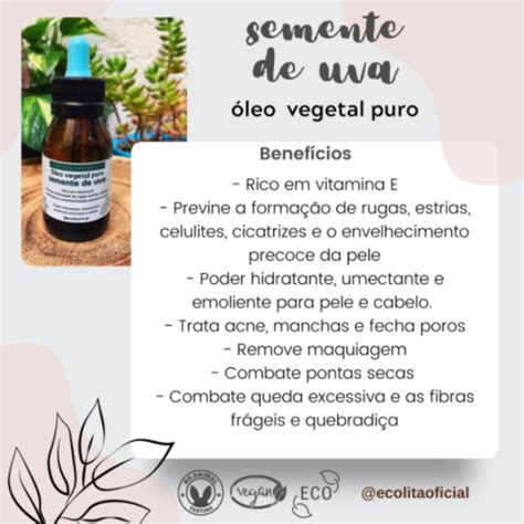 ÓLEO VEGETAL DE SEMENTE DE UVA PURO NATURAL VEGANO Elo7