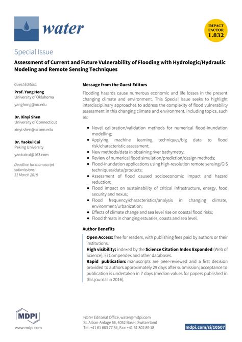 Pdf Special Issue Assessment Of Current And Future Vulnerability Of Flooding With Hydrologic