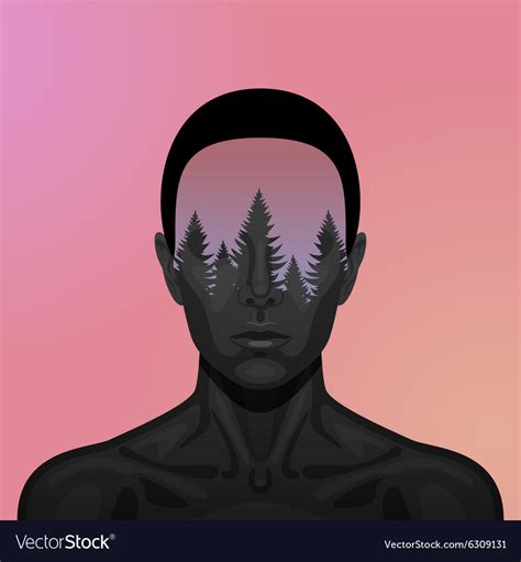 Double Exposure Beauty Woman Royalty Free Vector Image