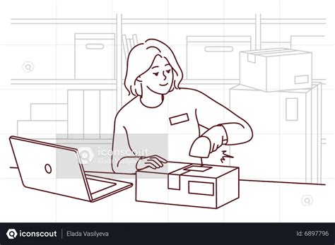 Best Girl Scanning Package Barcode Illustration Download In Png