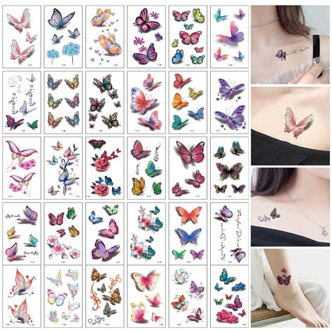 Tatuajes De Mariposa Para Mujer 130 Piezas De Tatuajes 3D Tatuajes